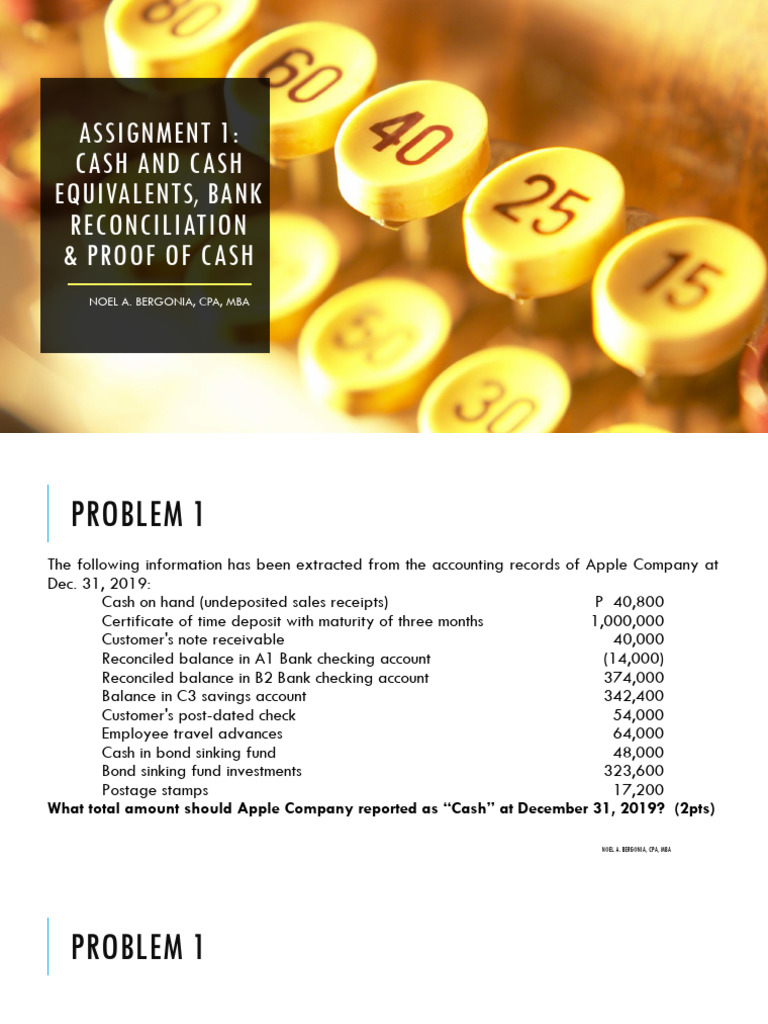 Answers - Cash and Cash Equivalents | PDF | Banks | Bookkeeping