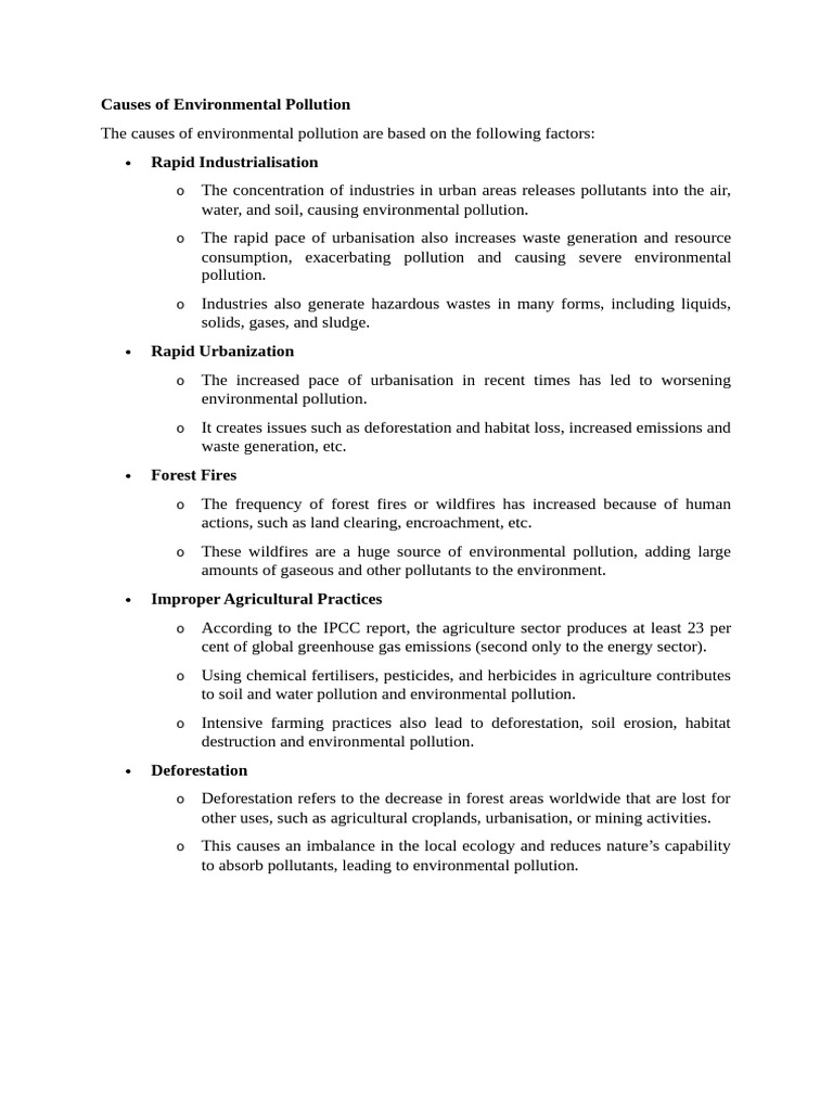Key Causes of Environmental Pollution | PDF | Pollution | Environmental ...