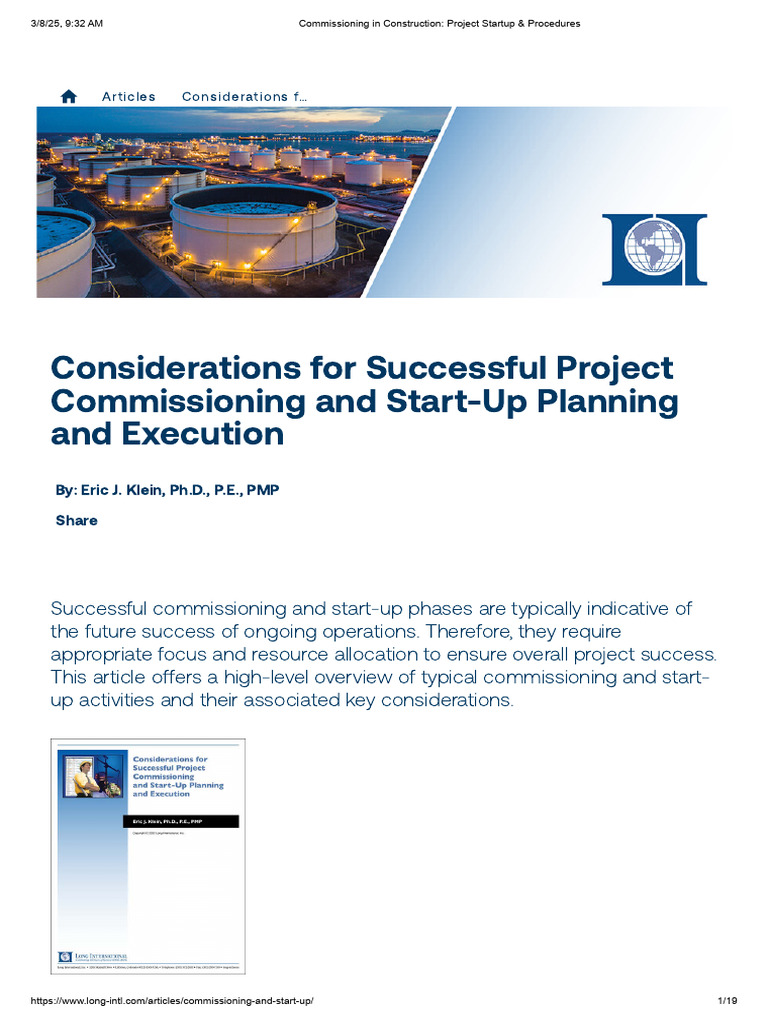 Commissioning in Construction - Project Startup & Procedures | PDF