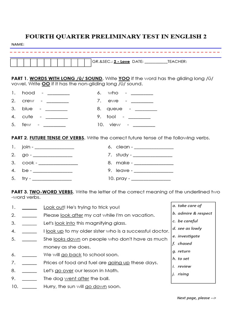 4TH Quarter Prelim English 2 | PDF | Linguistics | Languages