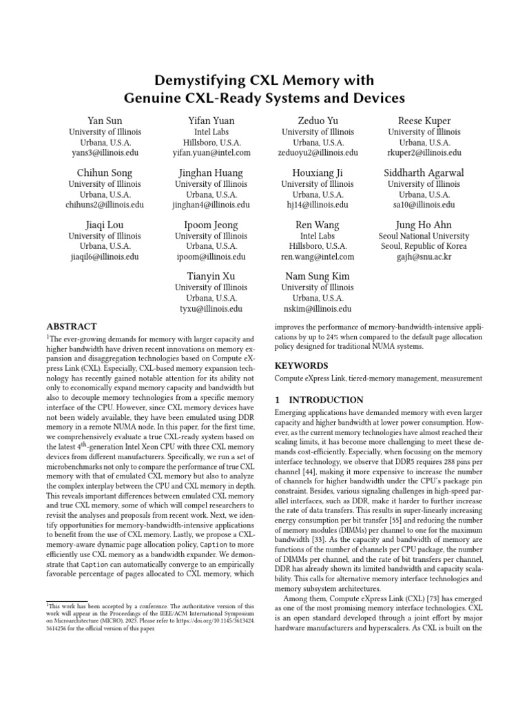 Demystifying CXL Memory | PDF | Computer Engineering | Computer Hardware