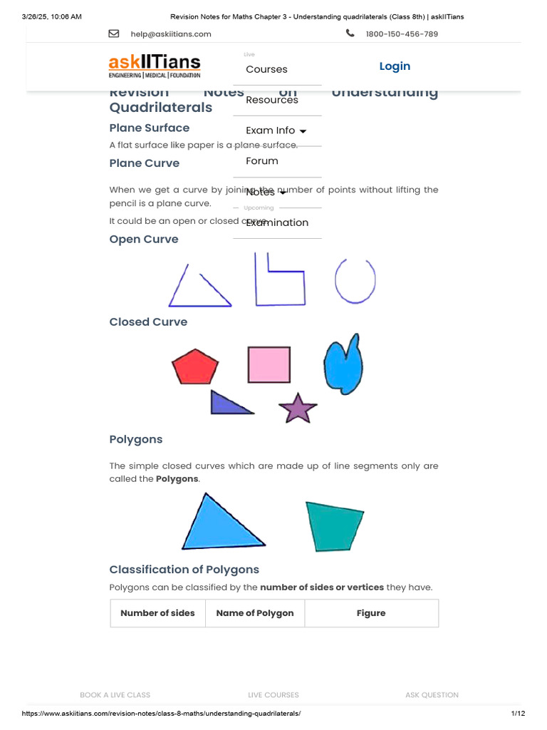 Revision Notes For Maths Chapter 3 - Understanding Quadrilaterals ...