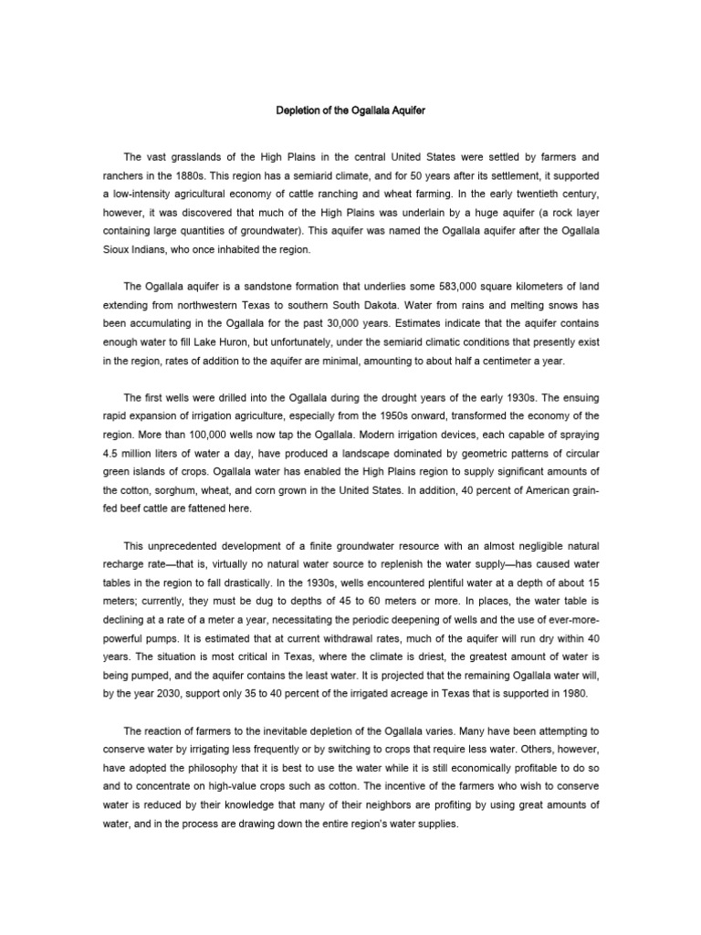 RC3-2 Depletion of The Ogallala Aquifer | PDF | Irrigation | Aquifer