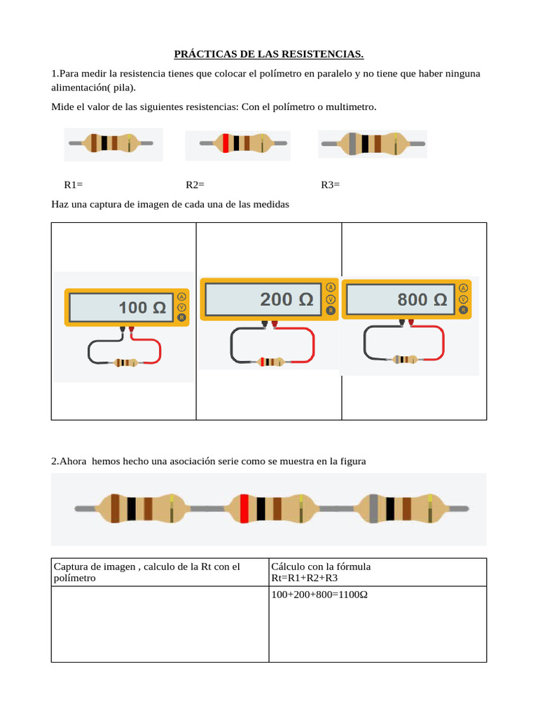 Medición y Cálculo de Resistencias | PDF