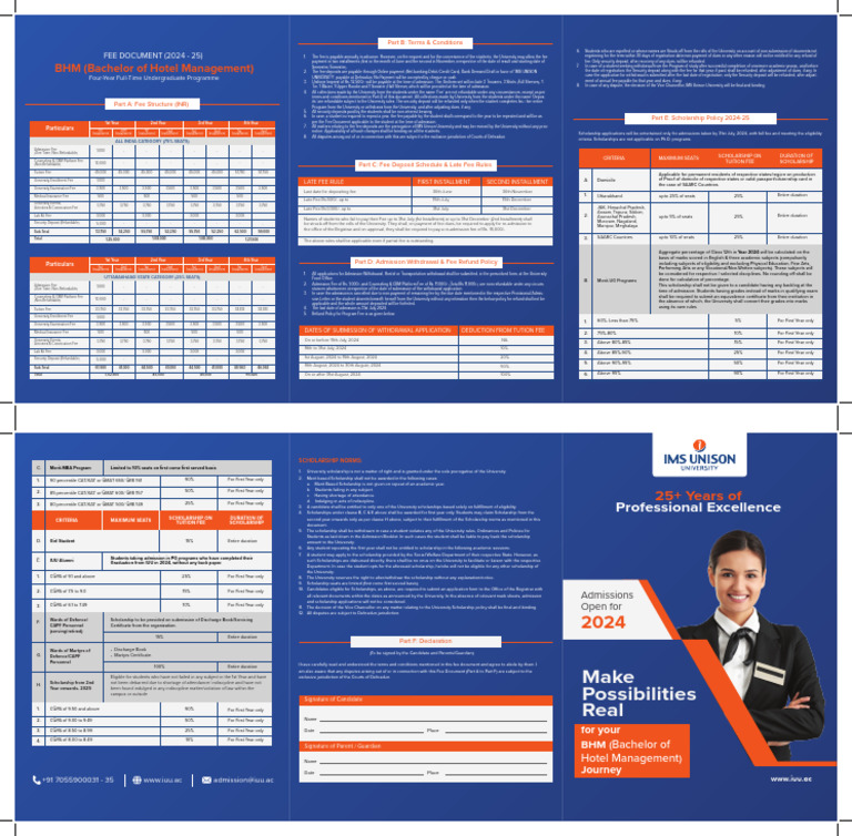 BHM (Bachelor of Hotel Management) - New | PDF | Payments | Fee