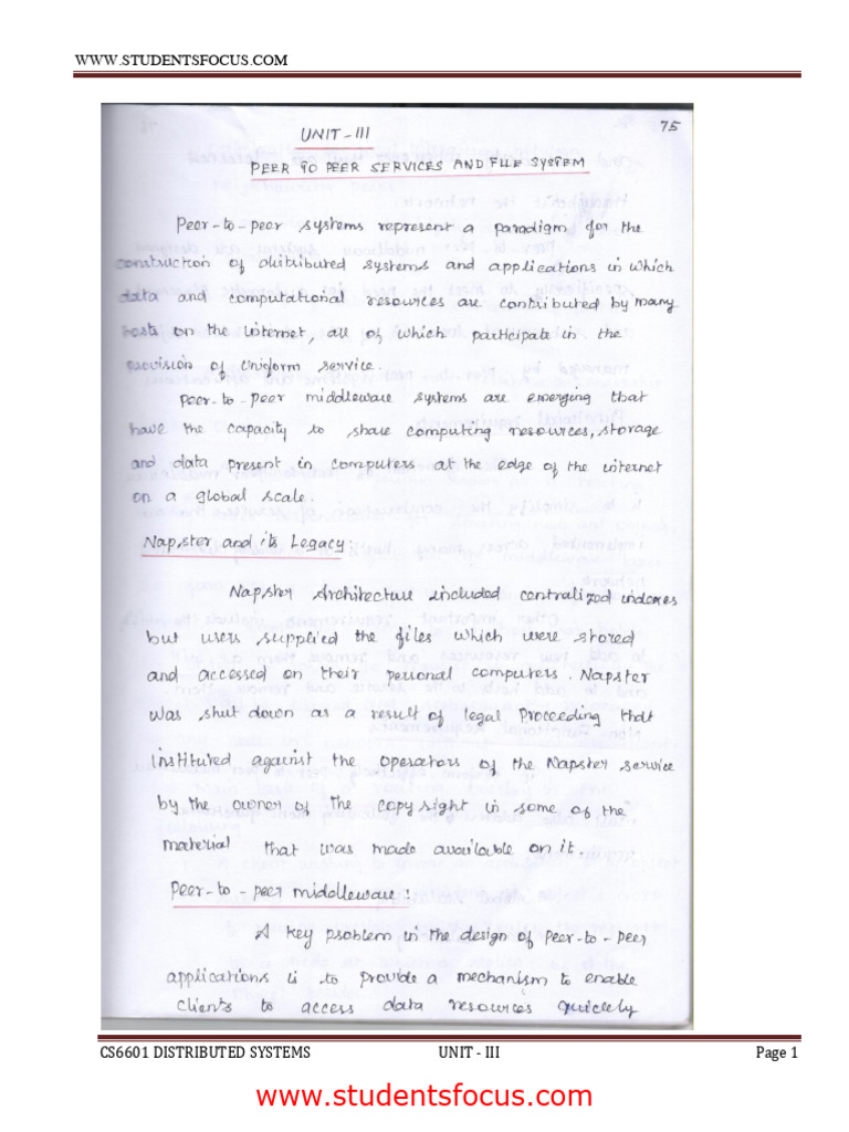 CS6601 Distributed Systems Unit III | PDF