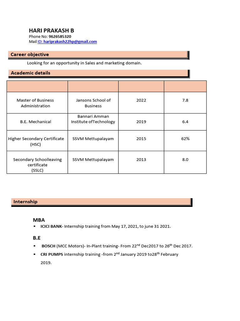 Hari Resume | PDF