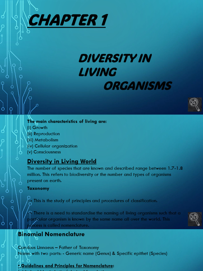 Chapter 1 Biology (Diversity in Living Organisms) (Class 11th) | PDF ...