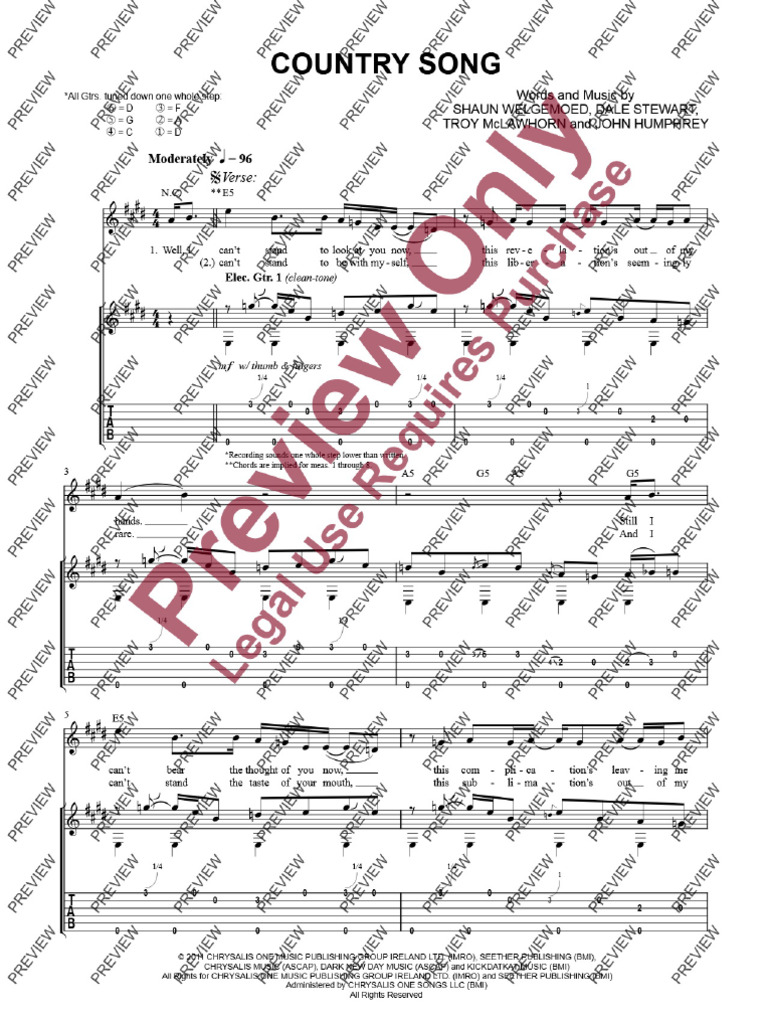 Seether - Country Song (Digital Guitar Tab) | PDF