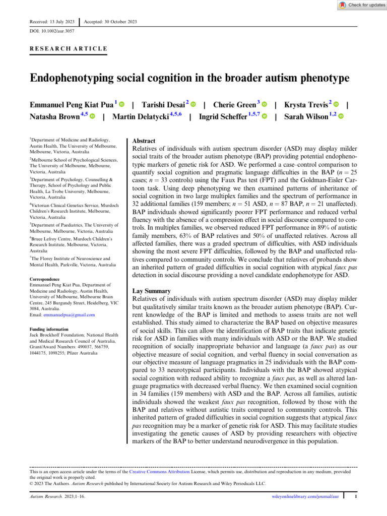 emmanuel-peng-kiat-pua-endophenotyping-social | PDF | Autism | Wechsler ...
