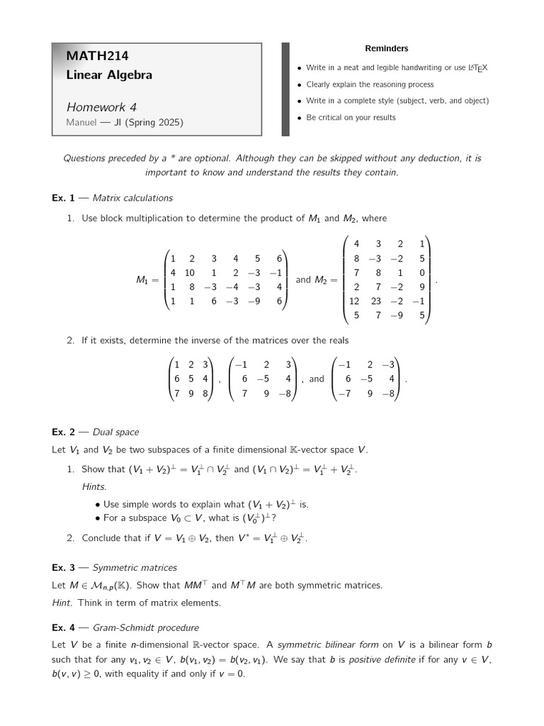 h4 | PDF | Norm (Mathematics) | Basis (Linear Algebra)
