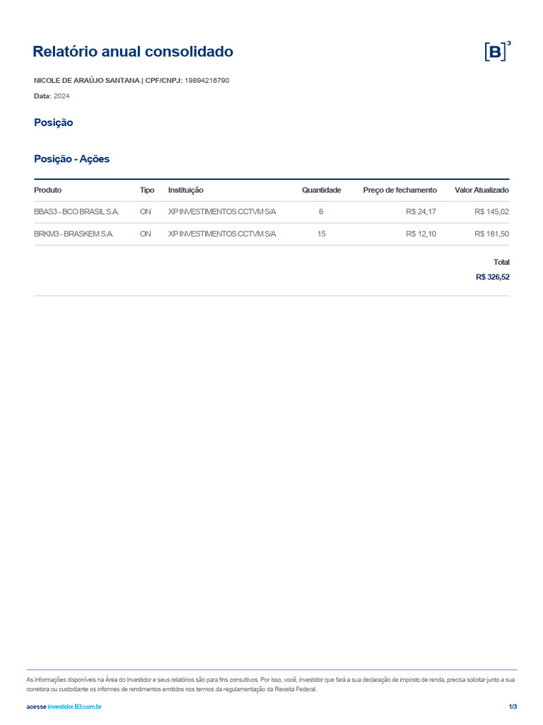 Relatorio Consolidado Anual 2024 | PDF | Investimentos | Imposto de Renda