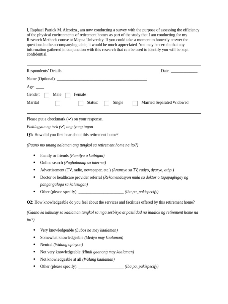 Resmet Final Paper - Survey Questionnaires | PDF