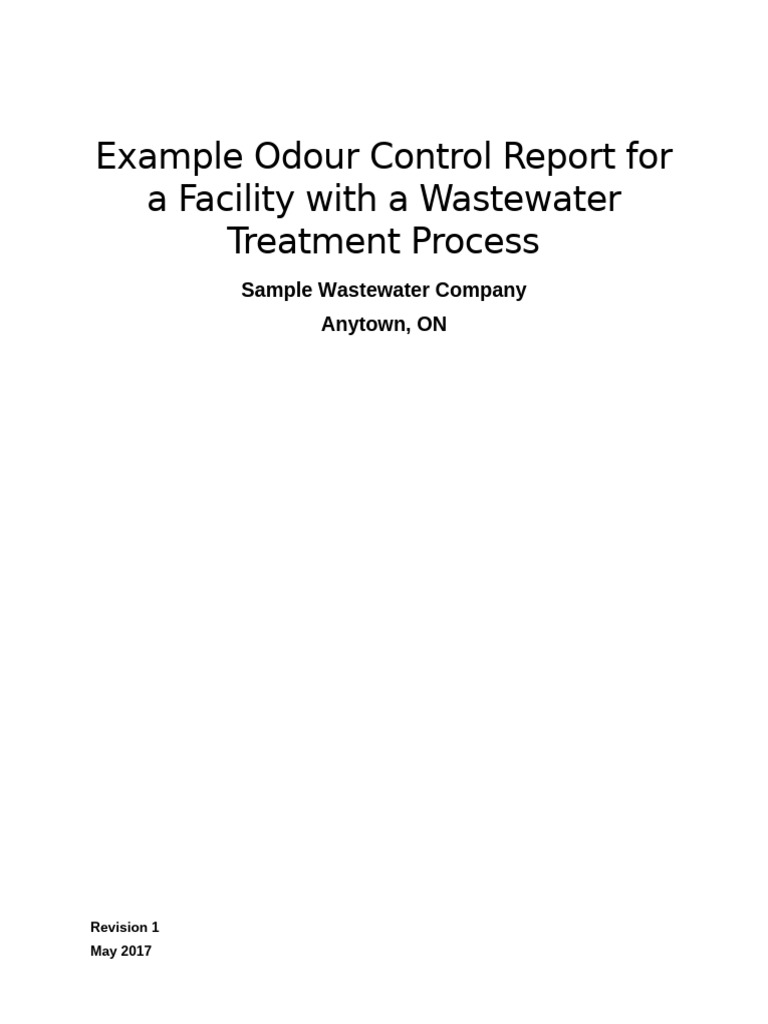 Ontario Wastewater Odour Control Report | PDF | Sewage Treatment | Odor