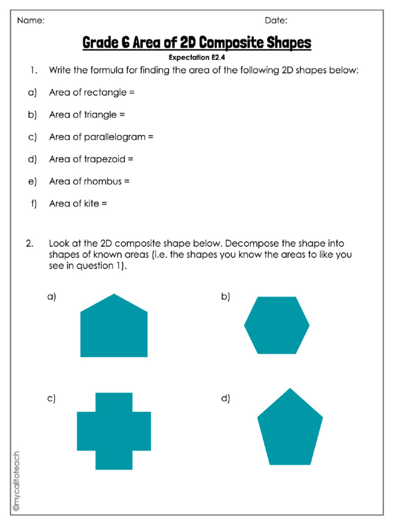 GR 6 Area of 2D Composite Shapes | PDF
