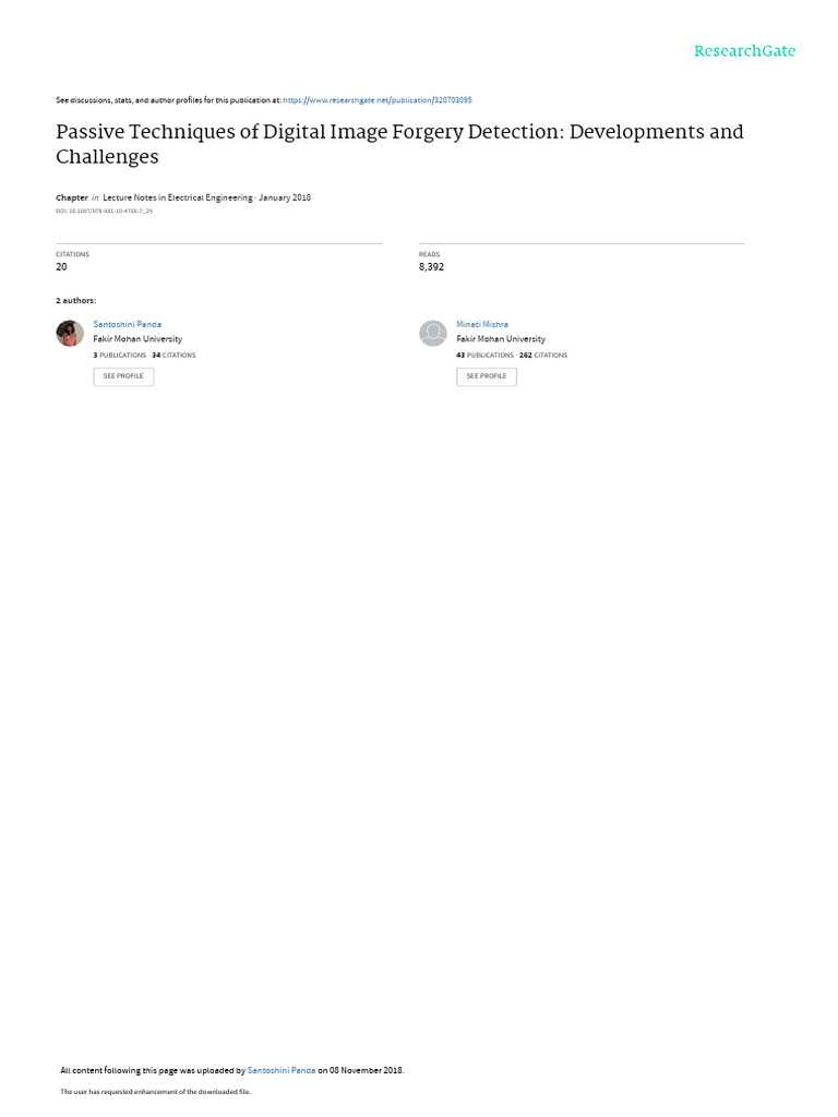Passive Techniquesof Digital Image Forgery Detection Developmentsand Challenges | PDF | Data ...