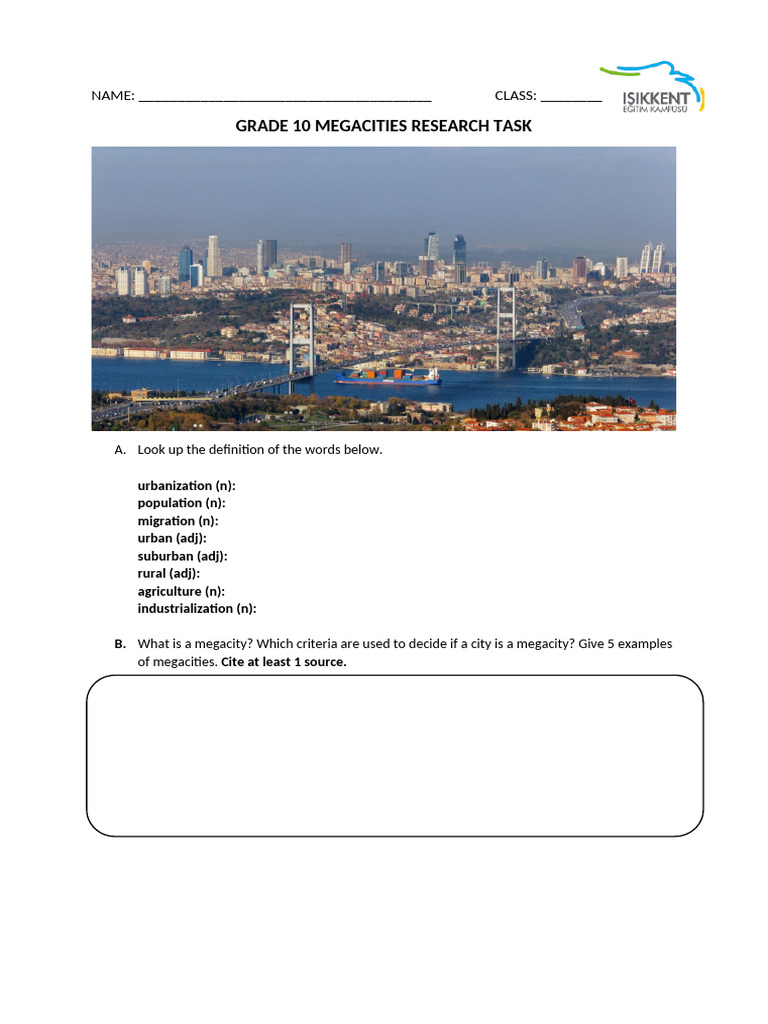Grade 10 Megacities Research Guide | PDF