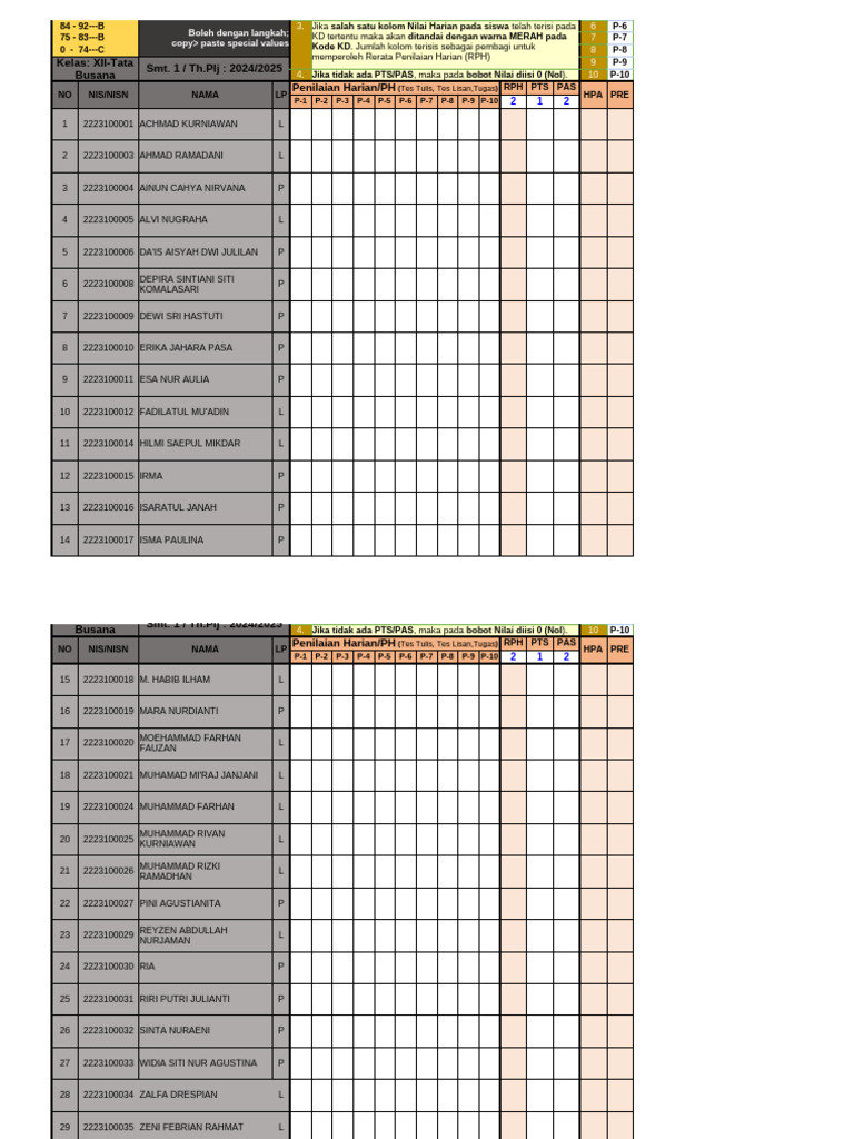 Nilai Mapel - (Tulis Nama Mapel) | PDF
