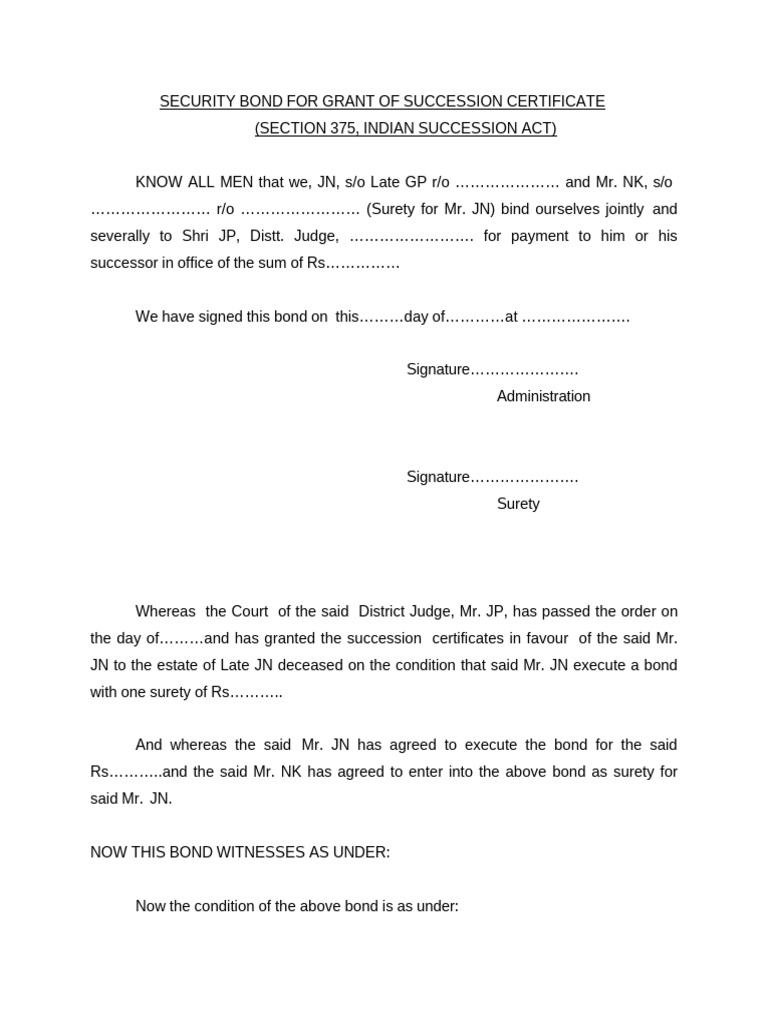 Succession Certificate Format | PDF