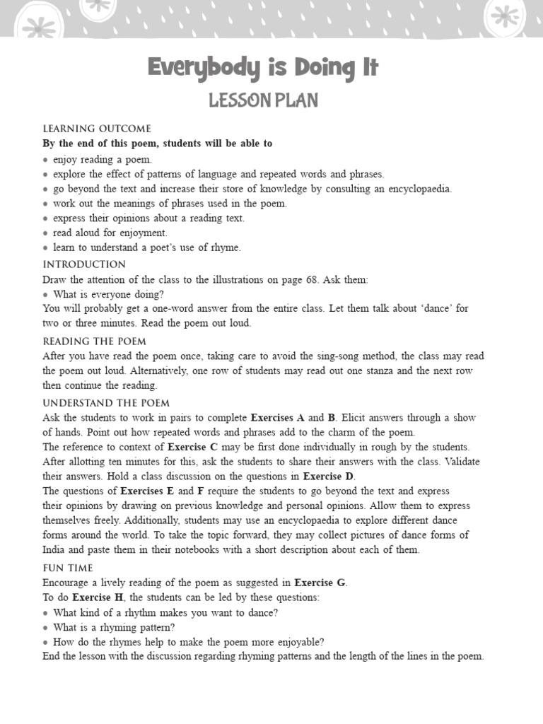 Engaging Poetry Lesson Plan on Dance | PDF