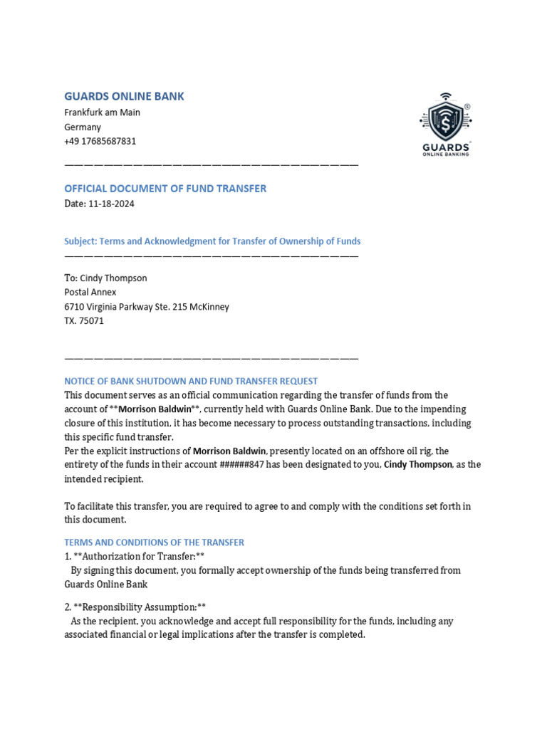 Commerzbank Fund Transfer Acknowledgment | PDF | Private Law | Common Law