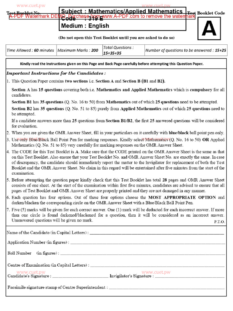 Mathematics 319 E Set A | PDF | Matrix (Mathematics) | Mathematical Objects