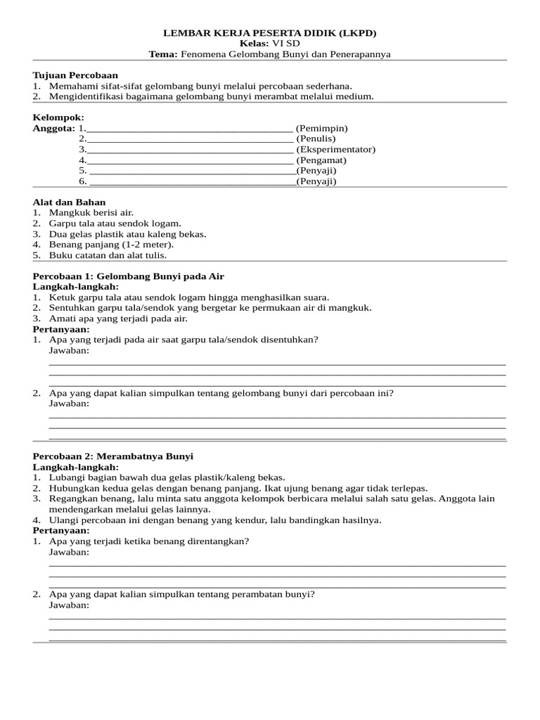 LKPD Gelombang Bunyi | PDF