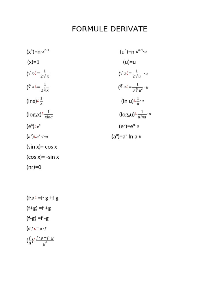 Formule Derivate | PDF