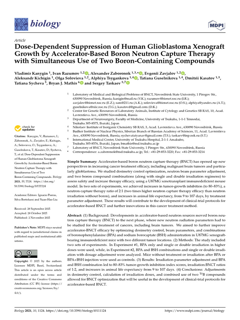 Dose-dependent suppression of human glioblastoma xenograft growth by accelerator-based boron ...
