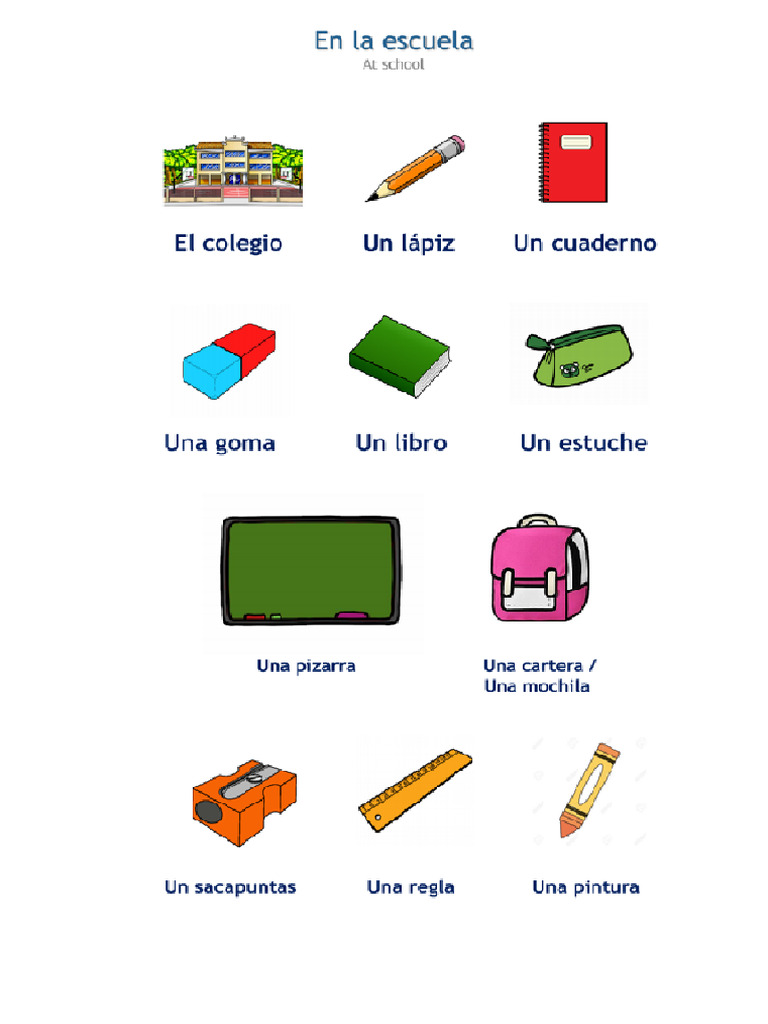 Vocabulario Material Escolar | PDF