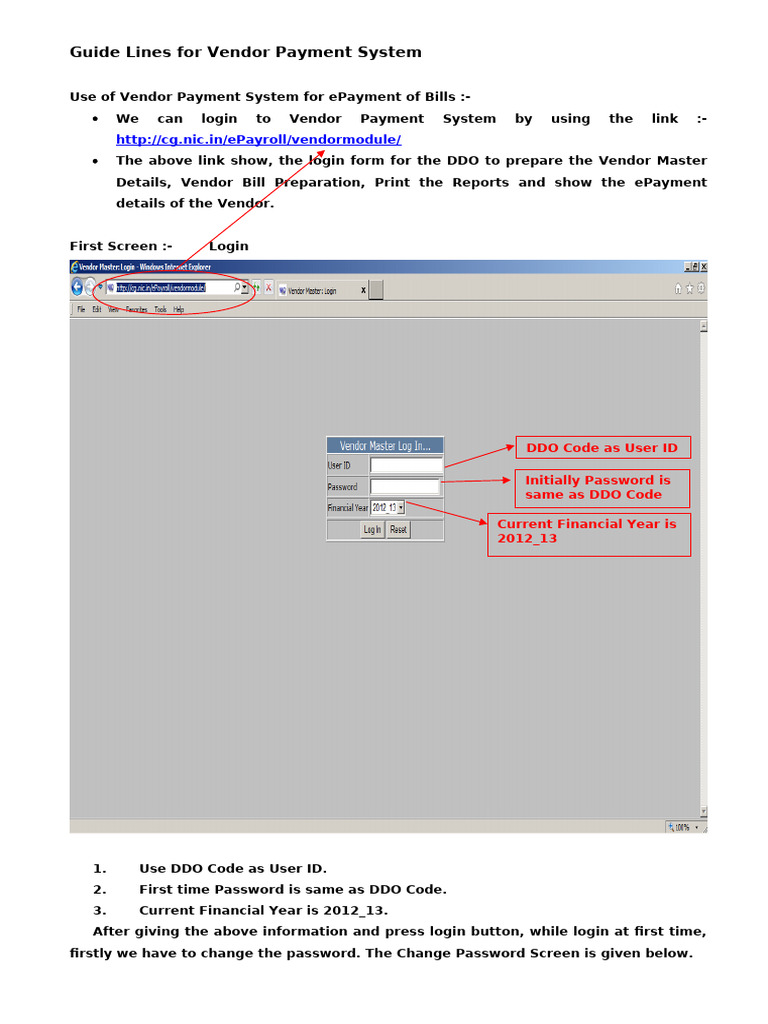 Vendor Payment System Guidelines | PDF | Password | Computing