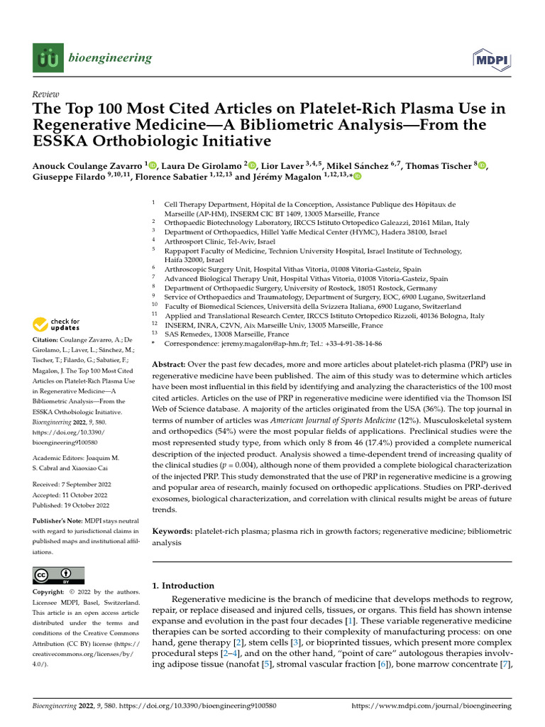Bioengineering-09-00580-V2 (1) 100 Articles | PDF | Medical Specialties ...