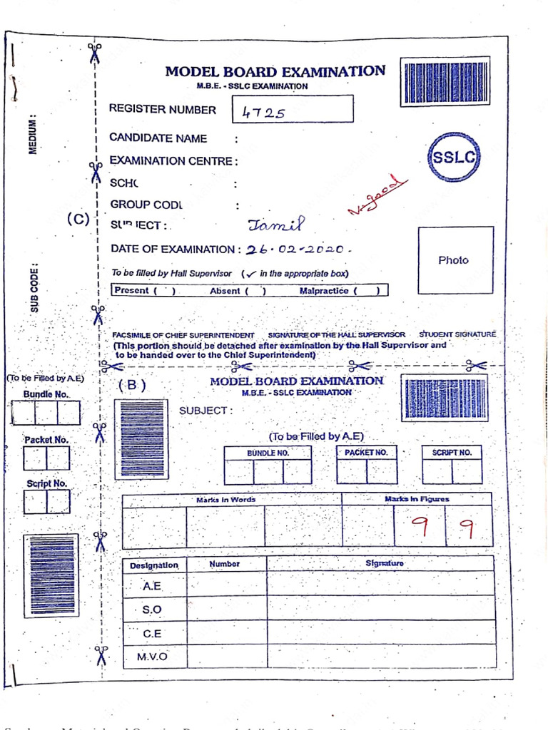 Public Exam Answer Booklet | PDF