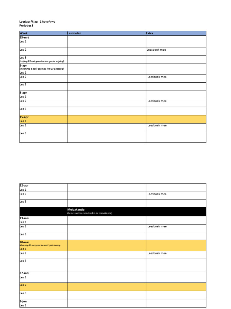 Studiewijzer, Periode 3, Klas 1havo-Vwo, 2023-24 | PDF