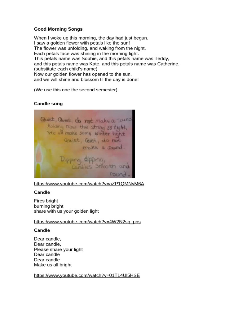 Morning Songs and Blessings for Kids | PDF