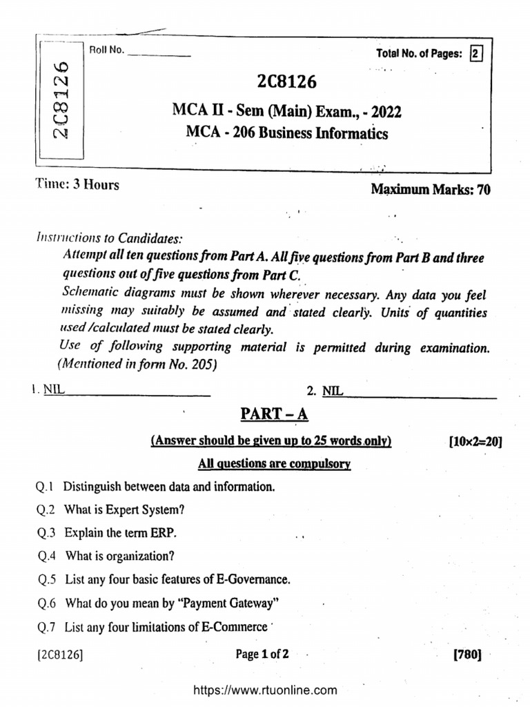 Mca 2 Sem Business Informatics 2c8126 2023 | PDF | Enterprise Resource Planning | Supply Chain ...