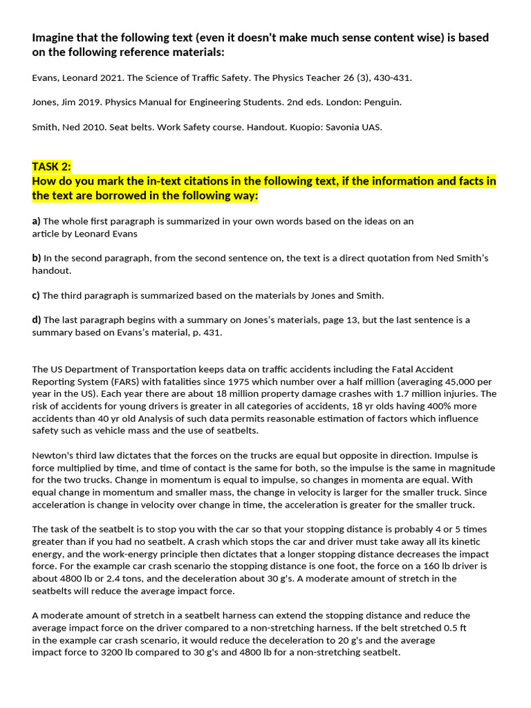 In-Text Citation Guidelines for Safety Studies | PDF | Traffic ...