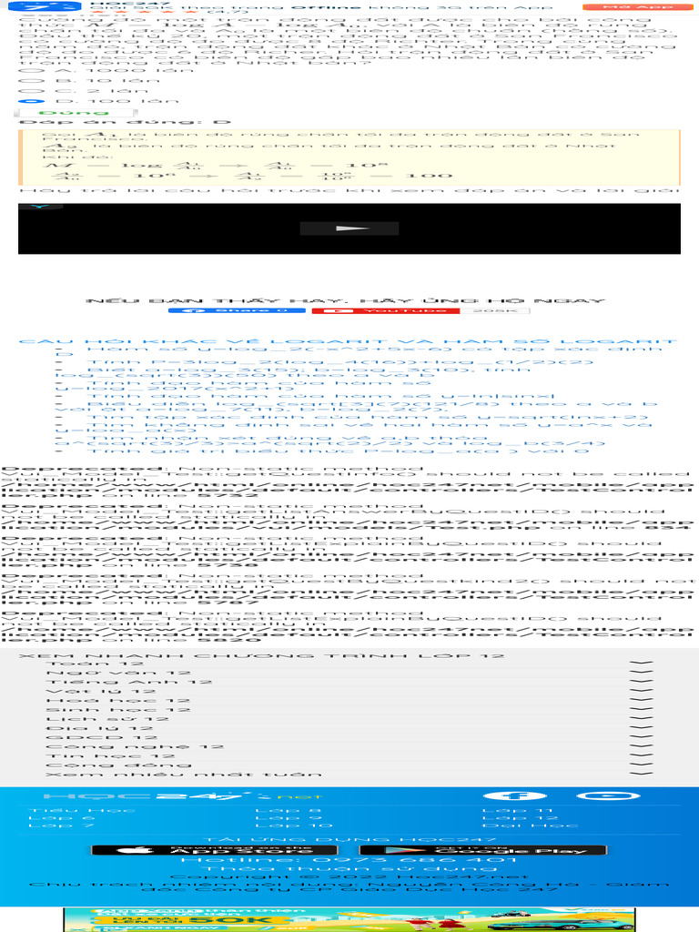 Cường độ động đất được cho bởi công thức M=logA-logA0, một trận động đất ở San Francisco có ...