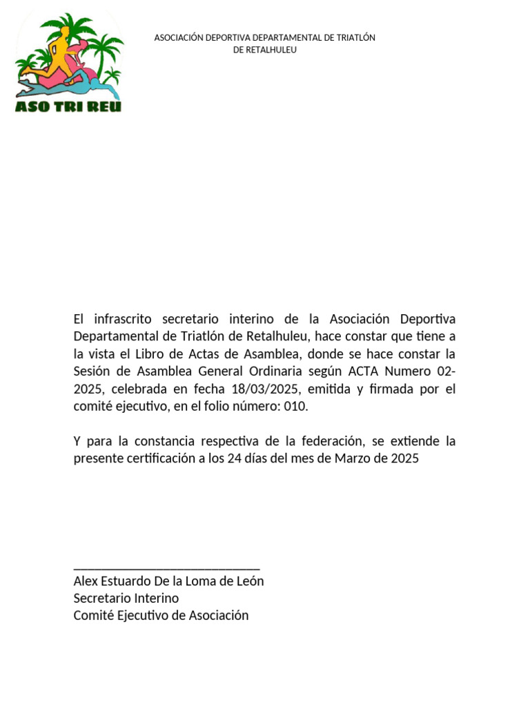 Certificación Acta 2025 2 | PDF