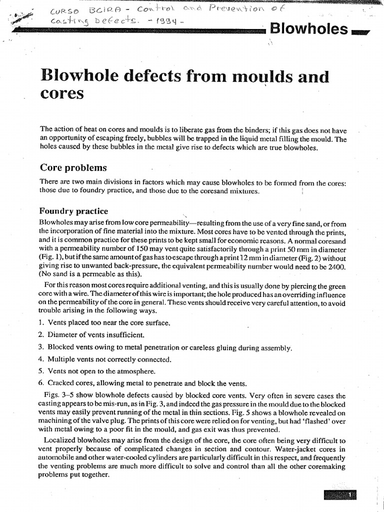 Blowhole Defects From Moulds and Cores | PDF