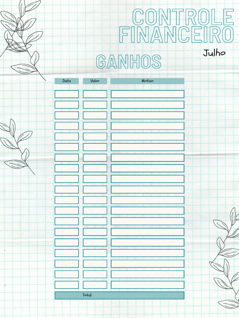 Planner - Controle Financeiro Mensal | PDF