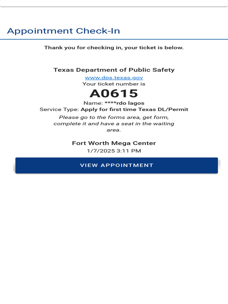 Texas DPS - Schedule Appointment 64 | PDF