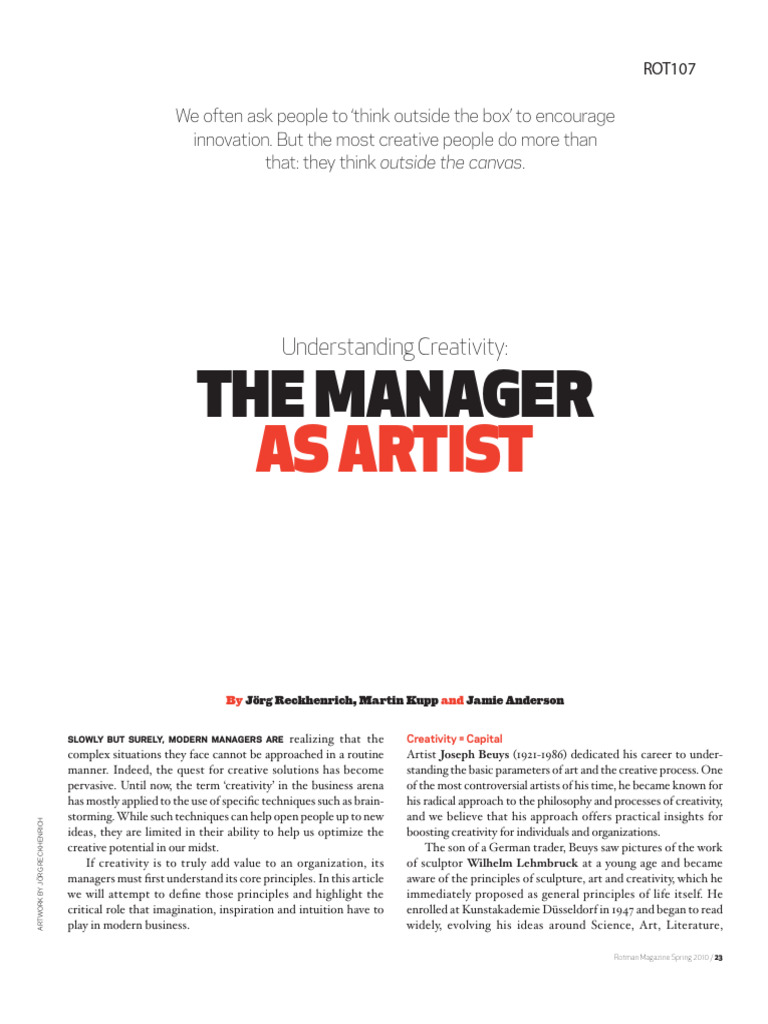 Manager as an Artist | PDF | Creativity | Thought
