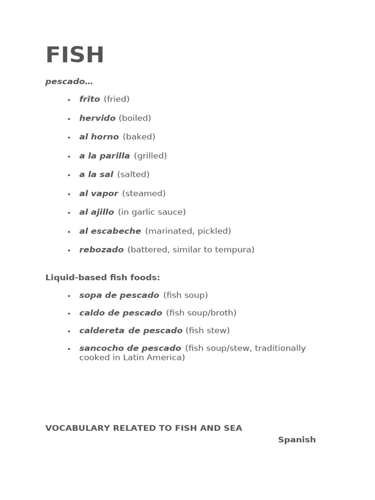 FISH VOCABULARY | PDF