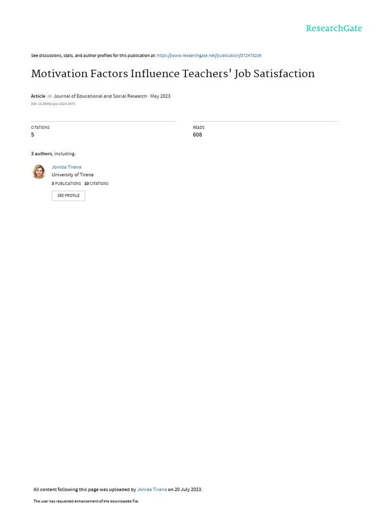 Motivation Factors Influence Teachers Job Satisfa | PDF | Job ...