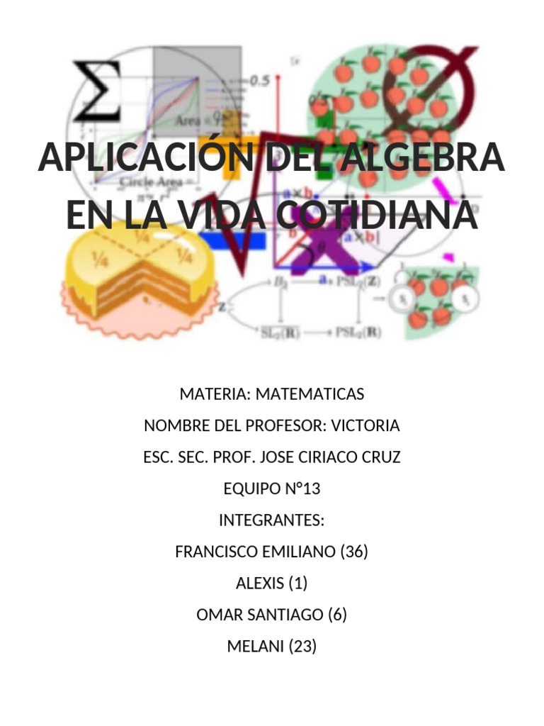 Aplicación Del Algebra en La Vida Cotidiana | PDF | Matemáticas | Álgebra