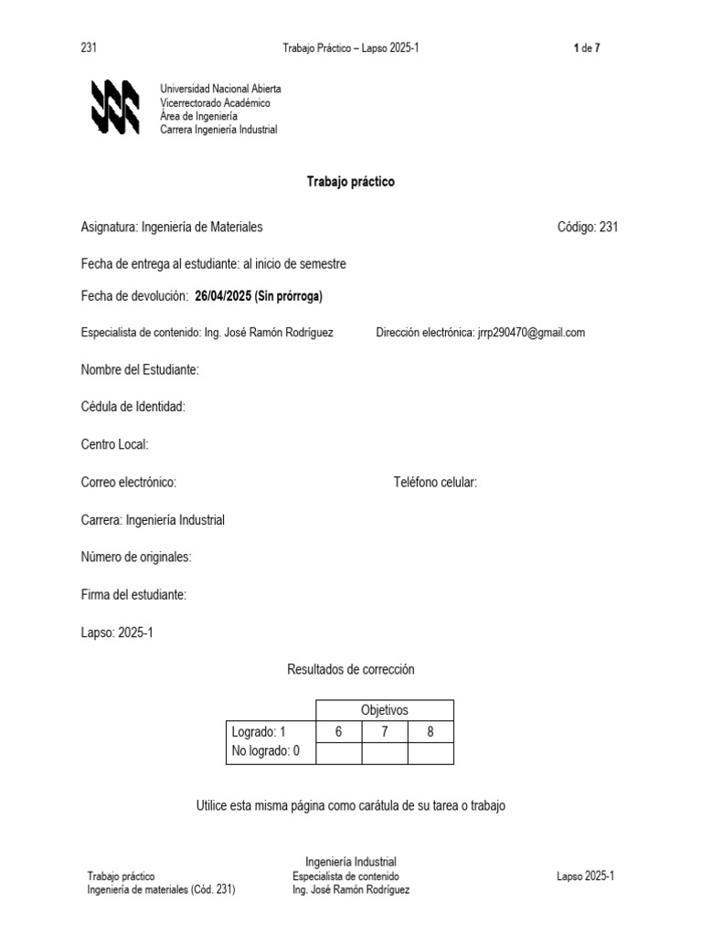 231 TP 2025-1 | PDF | Laminado (metalmecánica) | Tornillo