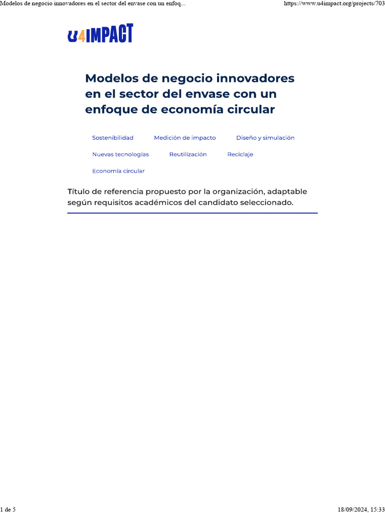 Modelos de Negocio Innovadores en El Sector Del Envase Con Un Enfoque de Economía Circular ...