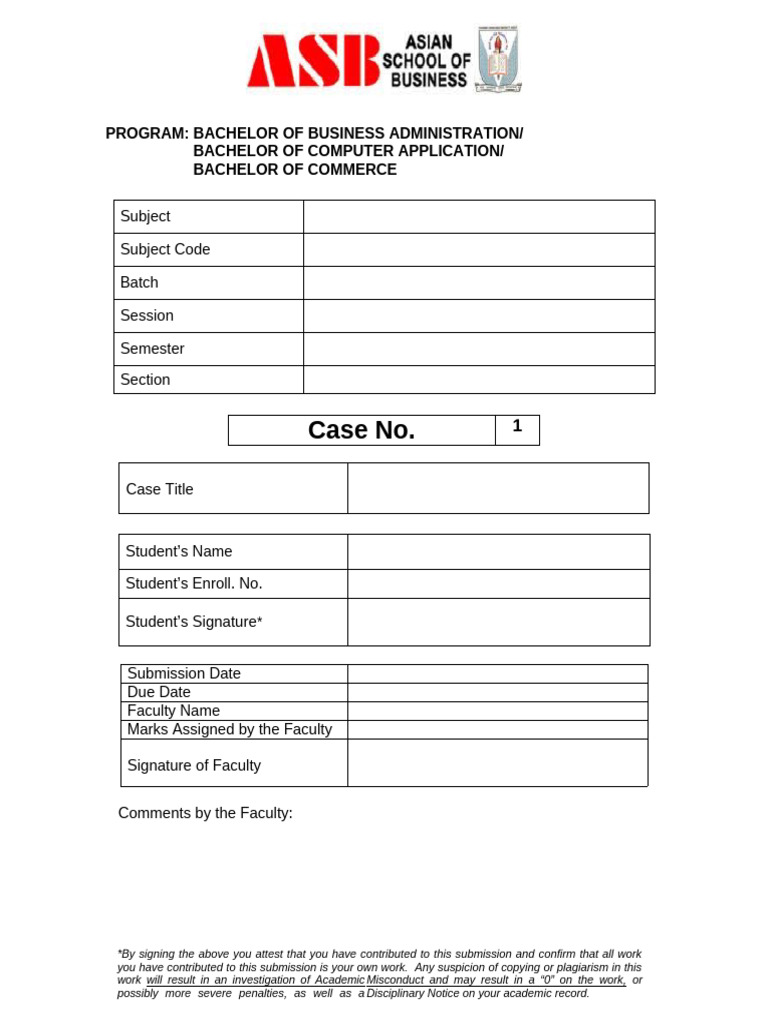 Case Study Cover Page FORMAT 2023 | PDF