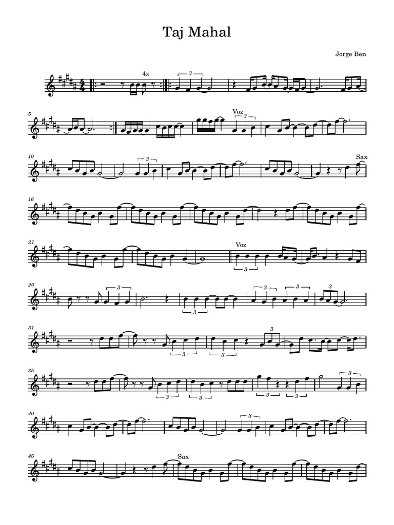 Taj Mahal - Jorge Ben - Sax Tenor | PDF